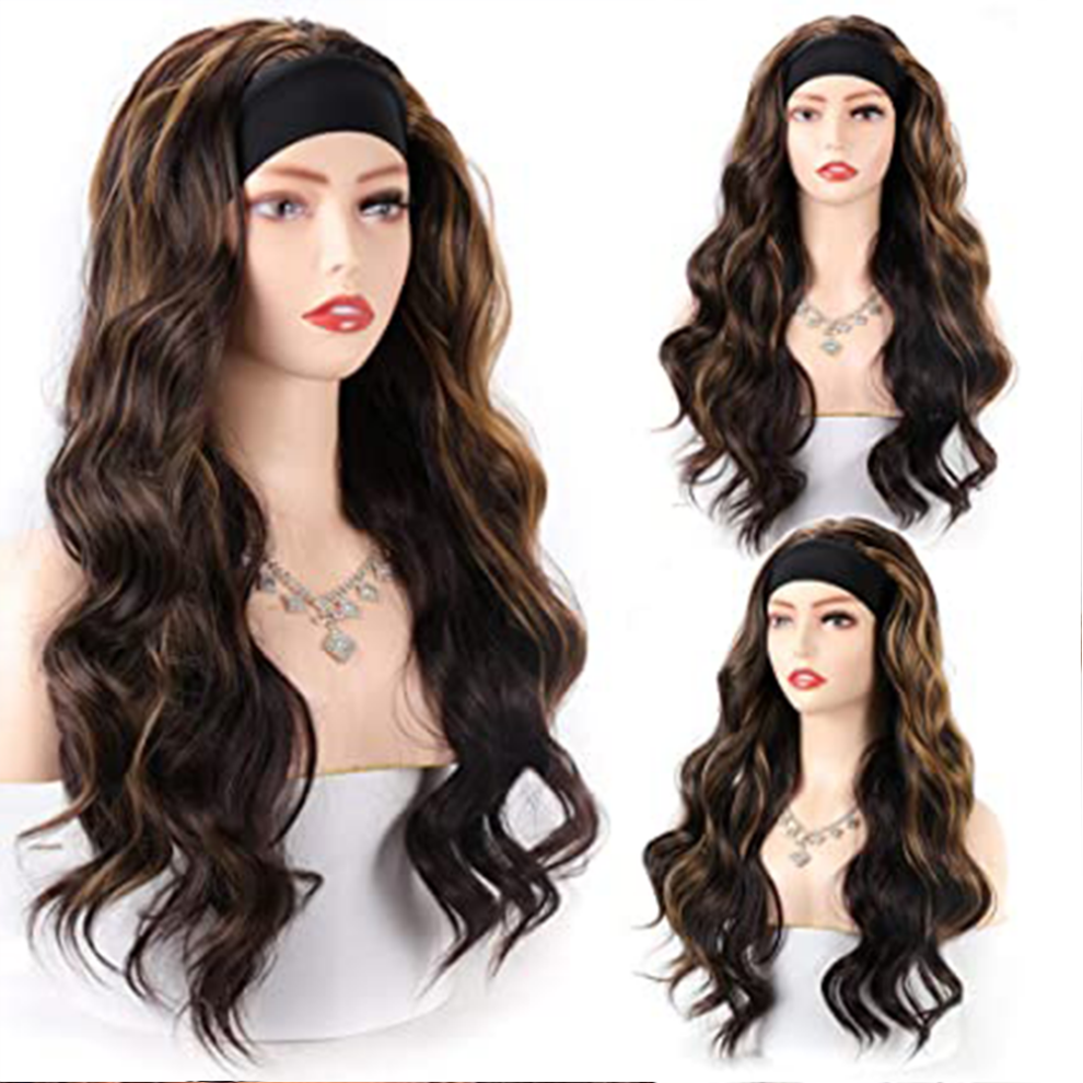 Perruque bandeau cheveux longs ondulés en cheveux naturels - Perruque ...